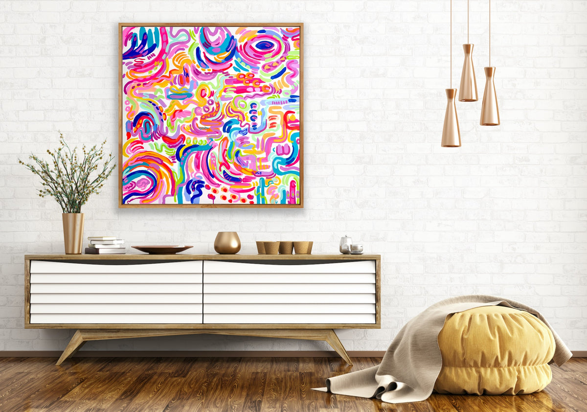 “New Beginnings" - 38 x 38" Original Painting on Canvas – Sareka Unique